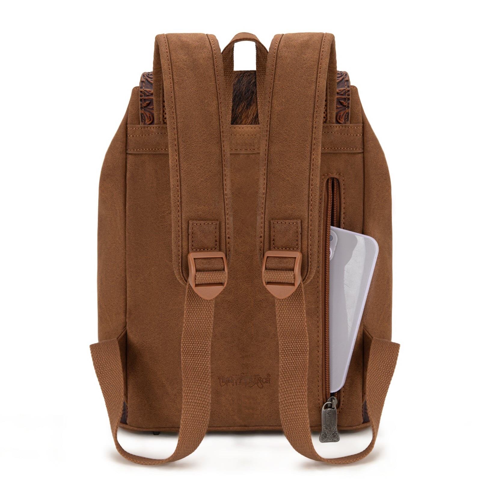 Trinity Ranch NEW Genuine Hair-On Cowhide Tooled Backpack - Brown | eBay