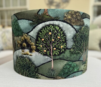 Trees Lamp Shade Fabric Green Meadow Woodland Trees Countryside Fruit ...