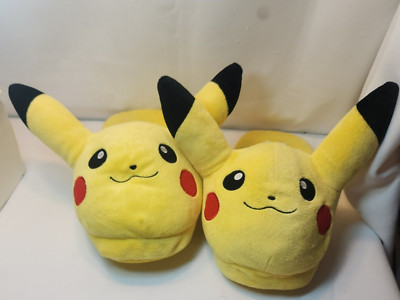 Pokemon Pikachu Plush Slip On Slippers Fluffy House Shoes Large | eBay