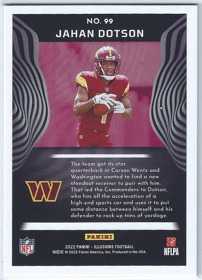 2022 Panini Illusions Hobby #99 Jahan Dotson Pink #/399 Rookie RC ...