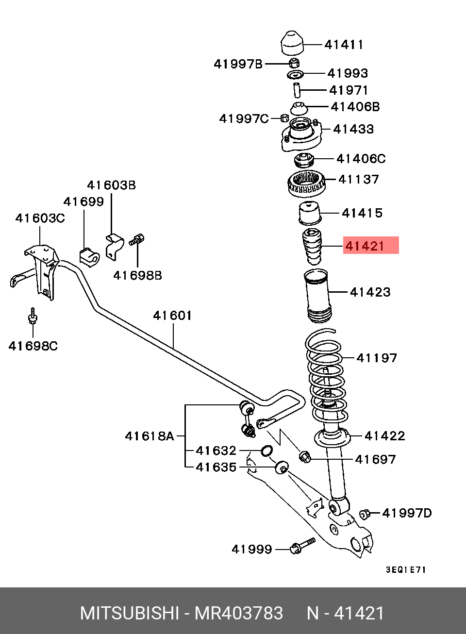 Genuine OE Insulator Shock Absorber MR403783 for Mitsubishi MR40-3783 ...