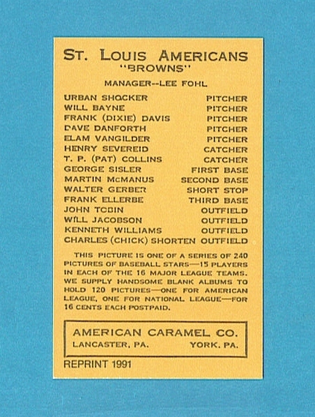 1922 E120 American Caramel Reprint Single Frank Ellerbe (St. Louis ...