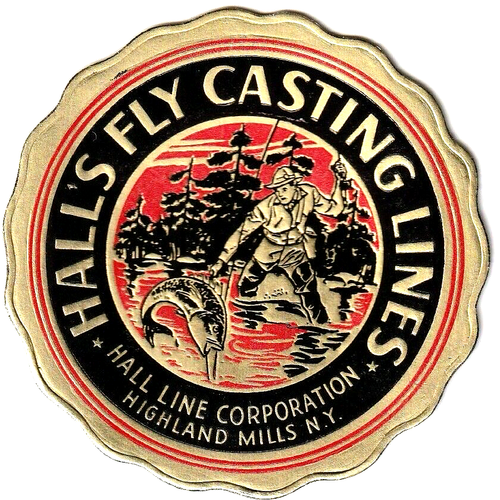 HALL'S FLY CASTING LINES FISHING LINE SPOOL LABEL Foil Vintage Embossed ...
