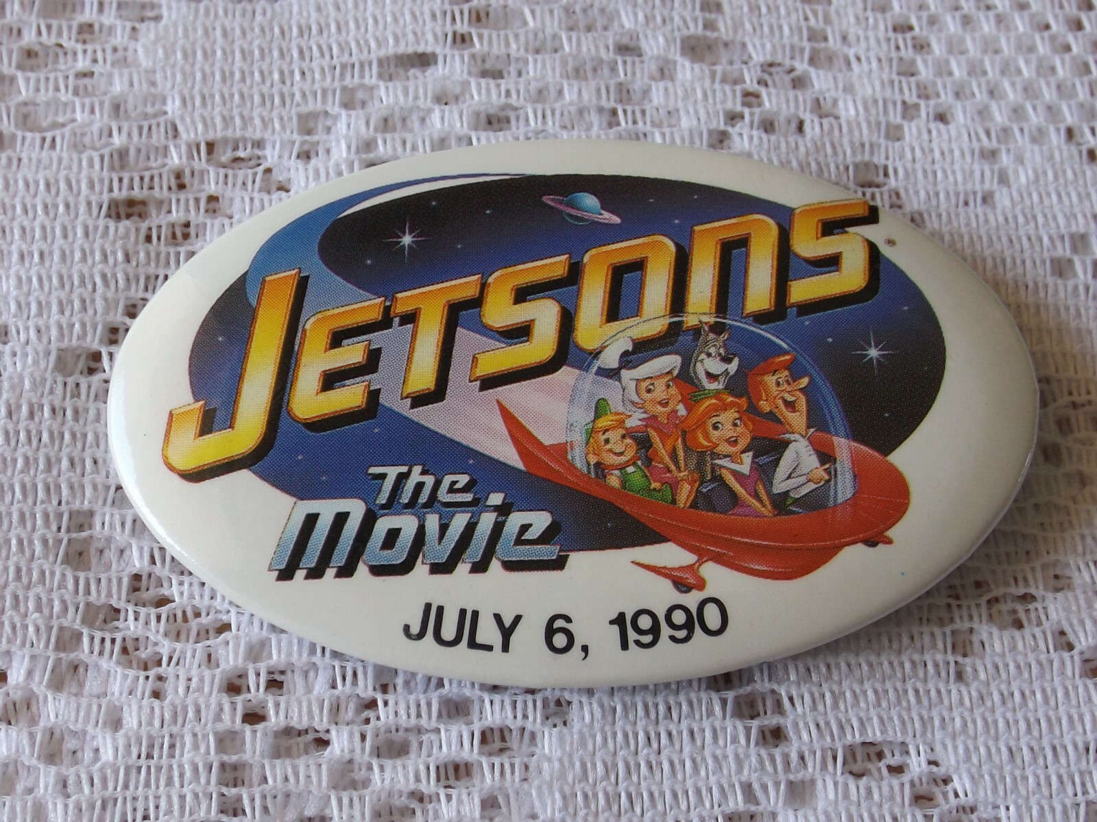 JETSONS THE MOVIE JULY 6 1990 BUTTON PIN * UNIVERSAL CITY STUDIOS * (A ...