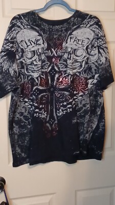 AXR Vintage Xzavier Skulls Cross Mens Black Shirt Size 2XL | eBay