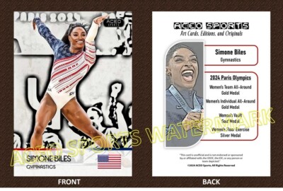 2024 Olympics - Simone Biles Art Editions & Originals Gymnastics Card ...