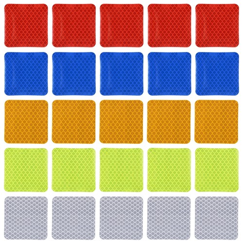 25Pcs Square Reflective Sticker Safety Tape for Helmet Mailbox, 5 ...