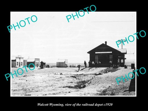 OLD 8x6 HISTORIC PHOTO OF WALCOTT WYOMING VIEW OF THE RAILROAD DEPOT ...