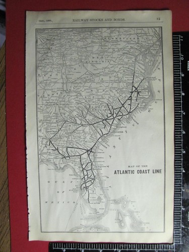 1906 ATLANTIC COAST LINE RAILROAD SYSTEM MAP FLORIDA GEORGIA CAROLINA ...
