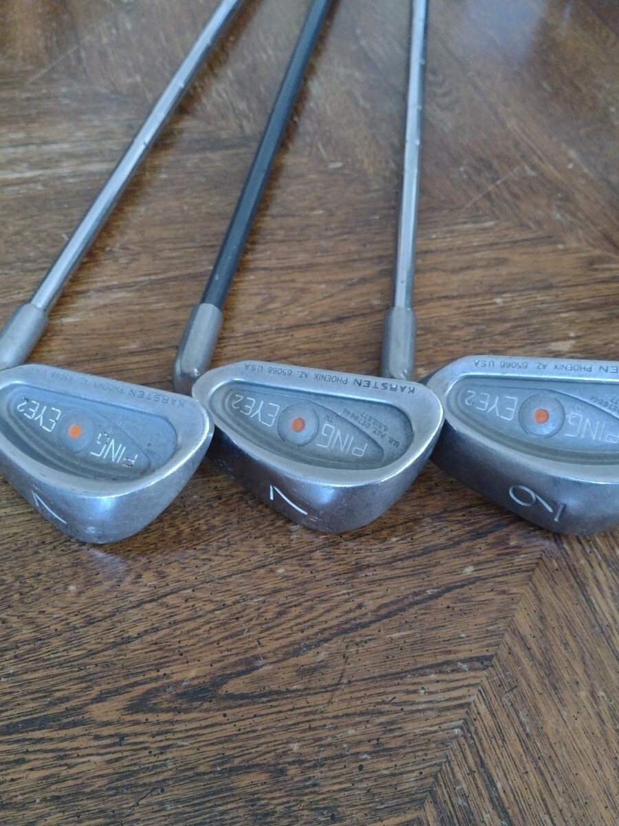 Ping Eye 2 Red Dot (2) 7 Irons & (1) 9 Iron Karsten Steel shaft Golf ...