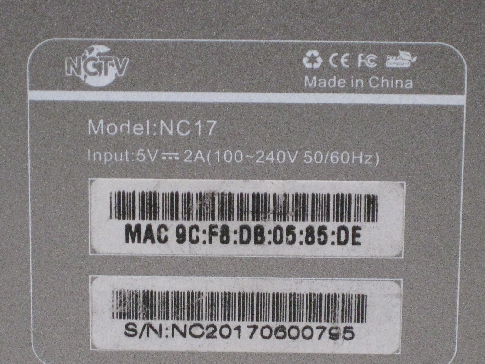 NCTV NC17 television tv streaming internet box w/ power supply only ...