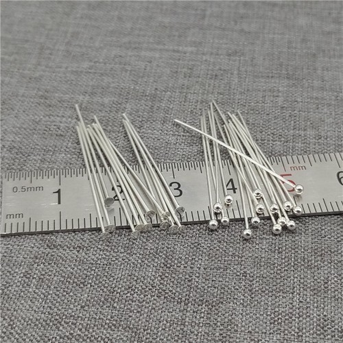 50pcs of 925 Sterling Silver Ball Head Pins Flat Head Pins Needle 20mm ...