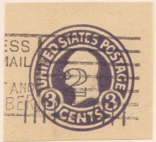 (F254-41) 1920-21) USA 2c surcharge on 3c Washington on amber paper cut ...