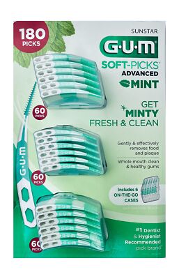 180 Count Dental Floss Picks with Rubber Handle for Gentle Oral Hygiene ...