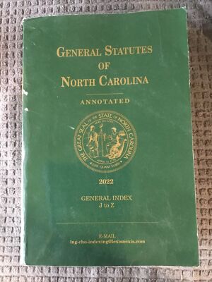 General Statutes Of North Carolina Annotated 2022 # 30 Index J- Z 1A | eBay