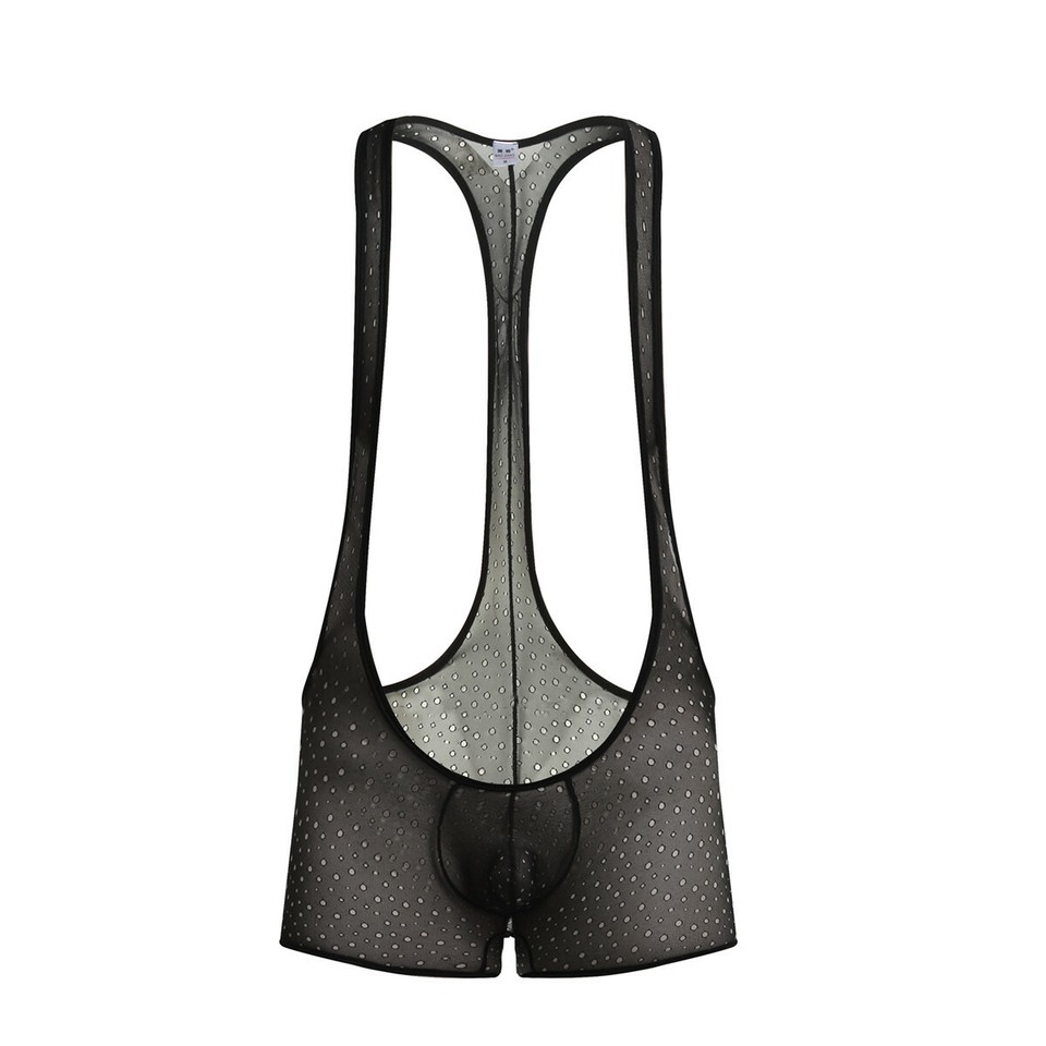 Men's Suspender Wrestling Singlet Bulge Pouch Leotard Tank Top Boxer ...