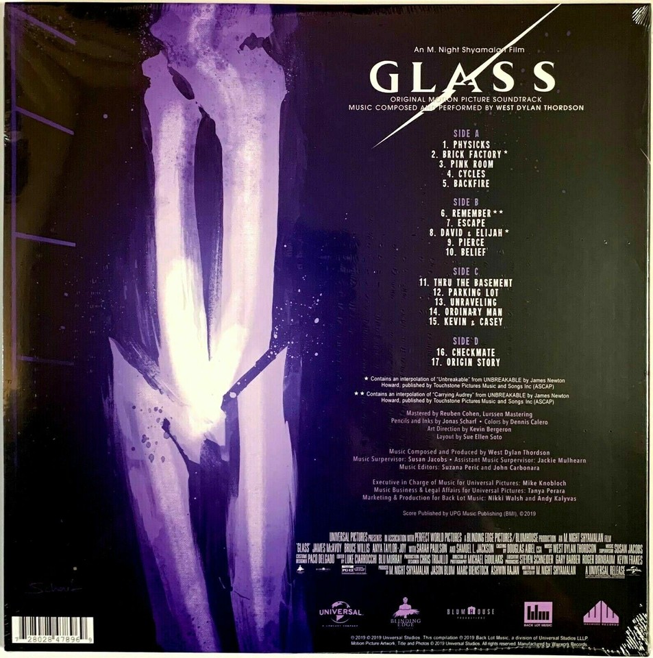 Glass Movie Soundtrack M. Night Shyamalan [Fluorescent Purple Vinyl] LP ...