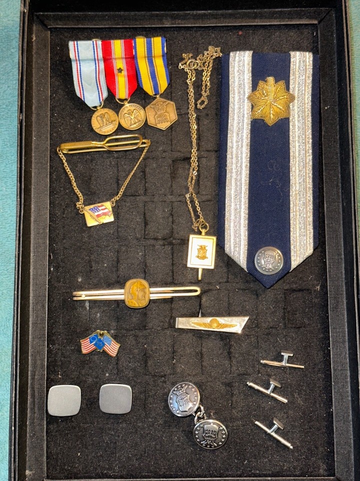 Vintage Lot of Military Badges Ranks Awards Pins Insignias Cuff Links ...