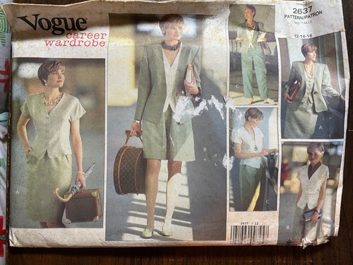 Vogue 2637 Vintage 90's Career Wardrobe Sewing Pattern Sz. 12-16 Cut ...