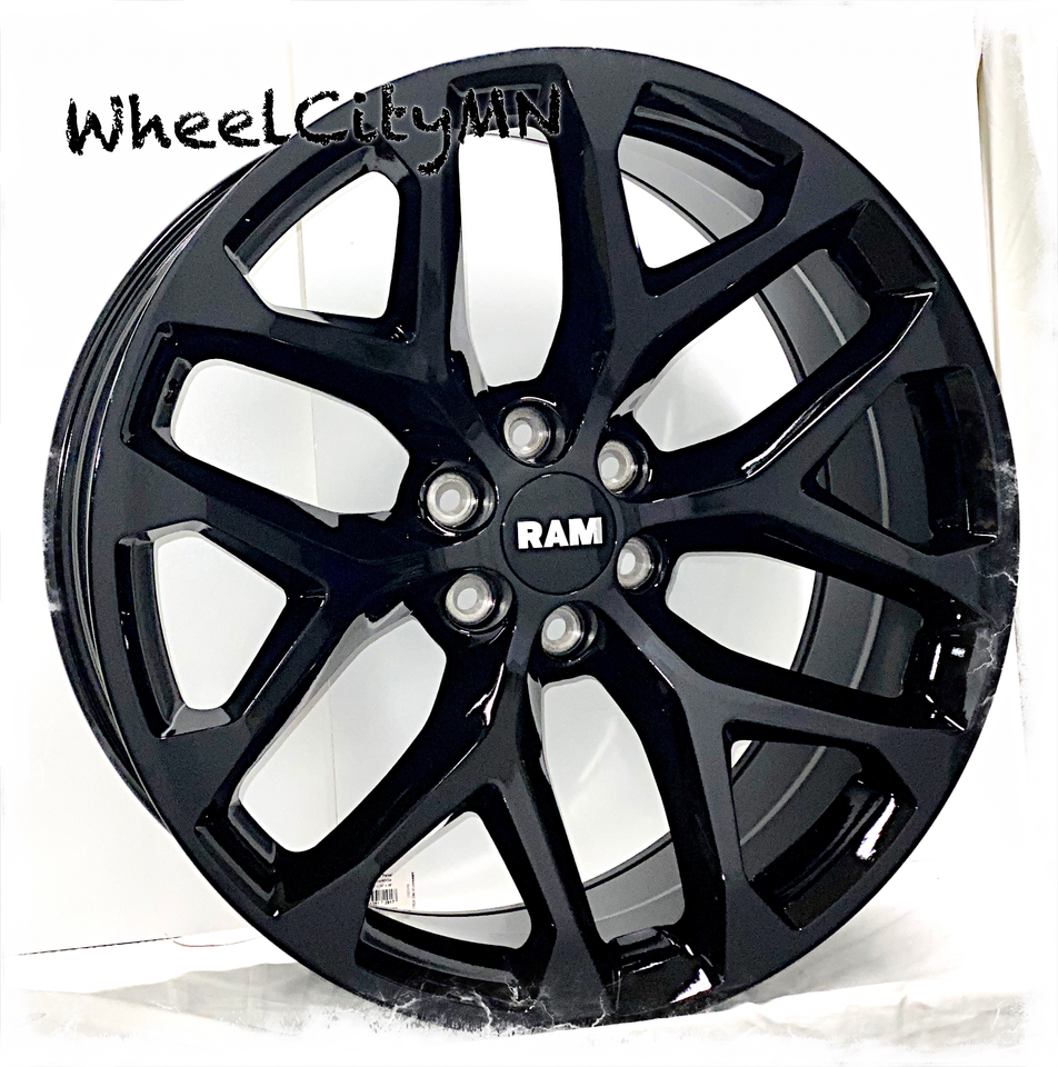 20" gloss black Snowflake OE replica wheels fits 2019 2023 RAM 1500 6x5 ...