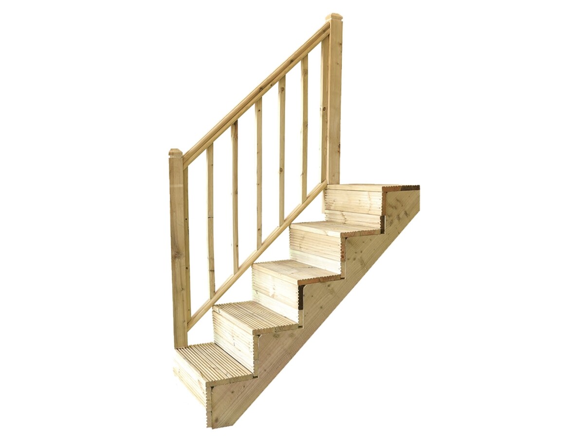 Garden Steps Kit with Handrails Pressure Treated Exterior Steps ...