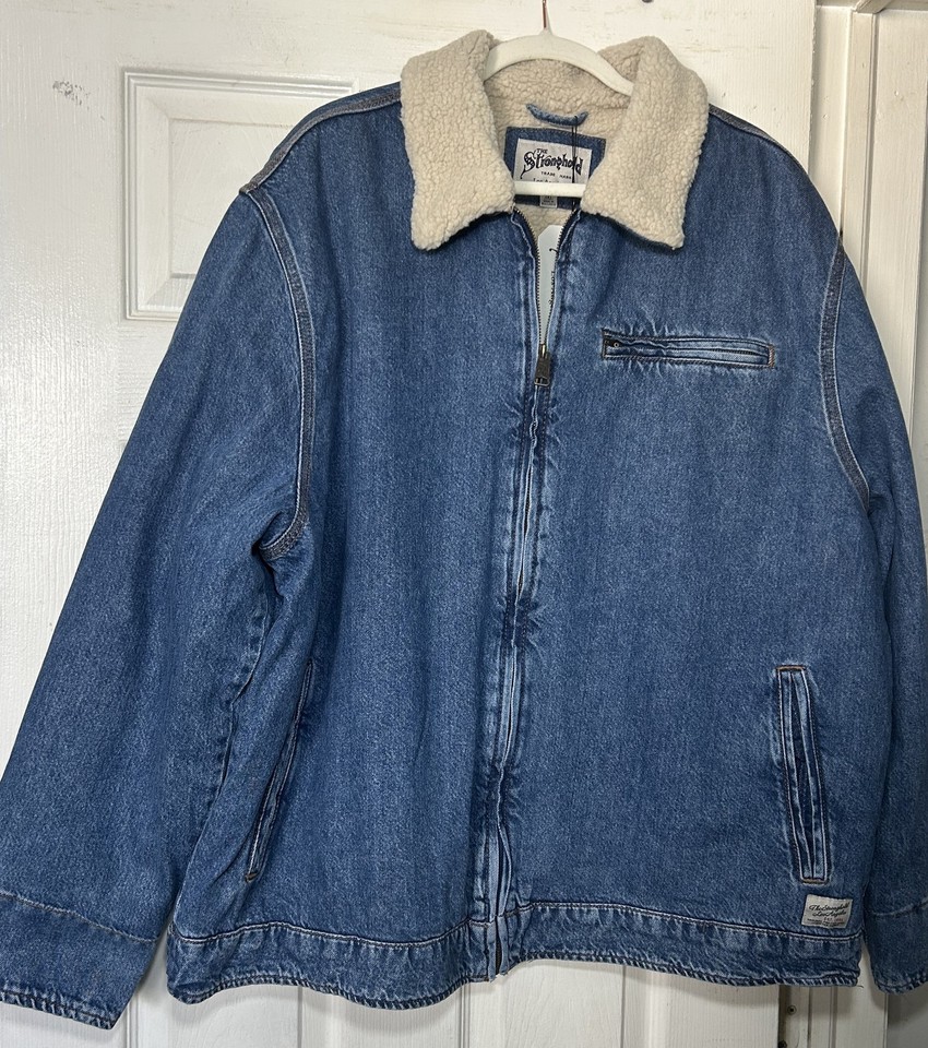The Stronghold Jacket Men 3XL denim shirpa lined zipper Utility Worker ...
