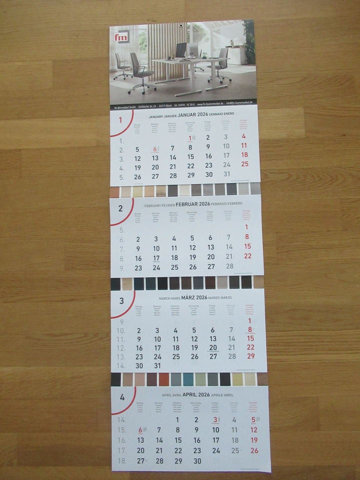 fm Büromöbel Wandkalender / 4-Monats-Kalender / Planer 2026 | eBay.de