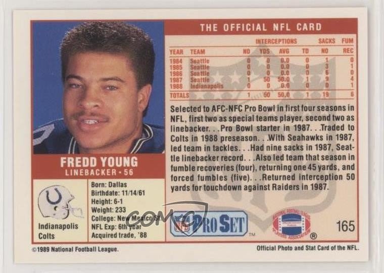 1989 Pro Set Fredd Young #165 | eBay