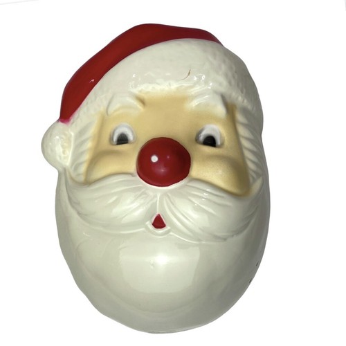 Vtg Christmas Santa Claus Head Face Porch Light Lamp Post Cover Red ...
