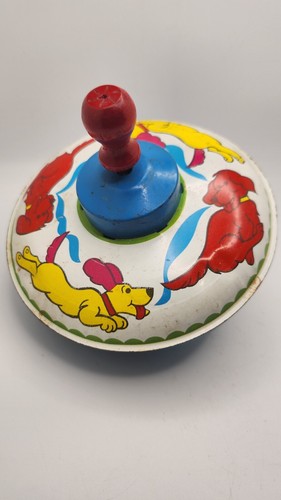 Vintage Spinning Top Dogs Chasing in a Circle Red Yellow Dogs | eBay