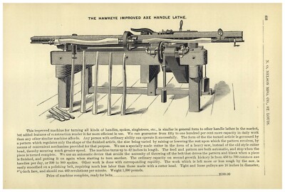 1895 PAPER AD RARE! The Hawkeye Improved Axe Handle Lathe Machine ...
