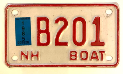 New Hampshire 1985 BOAT License Plate # B201 | eBay