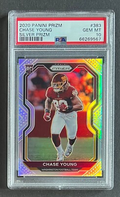 2020 Panini Prizm Football Chase Young #383 Silver Prizm RC PSA 10 GEM ...
