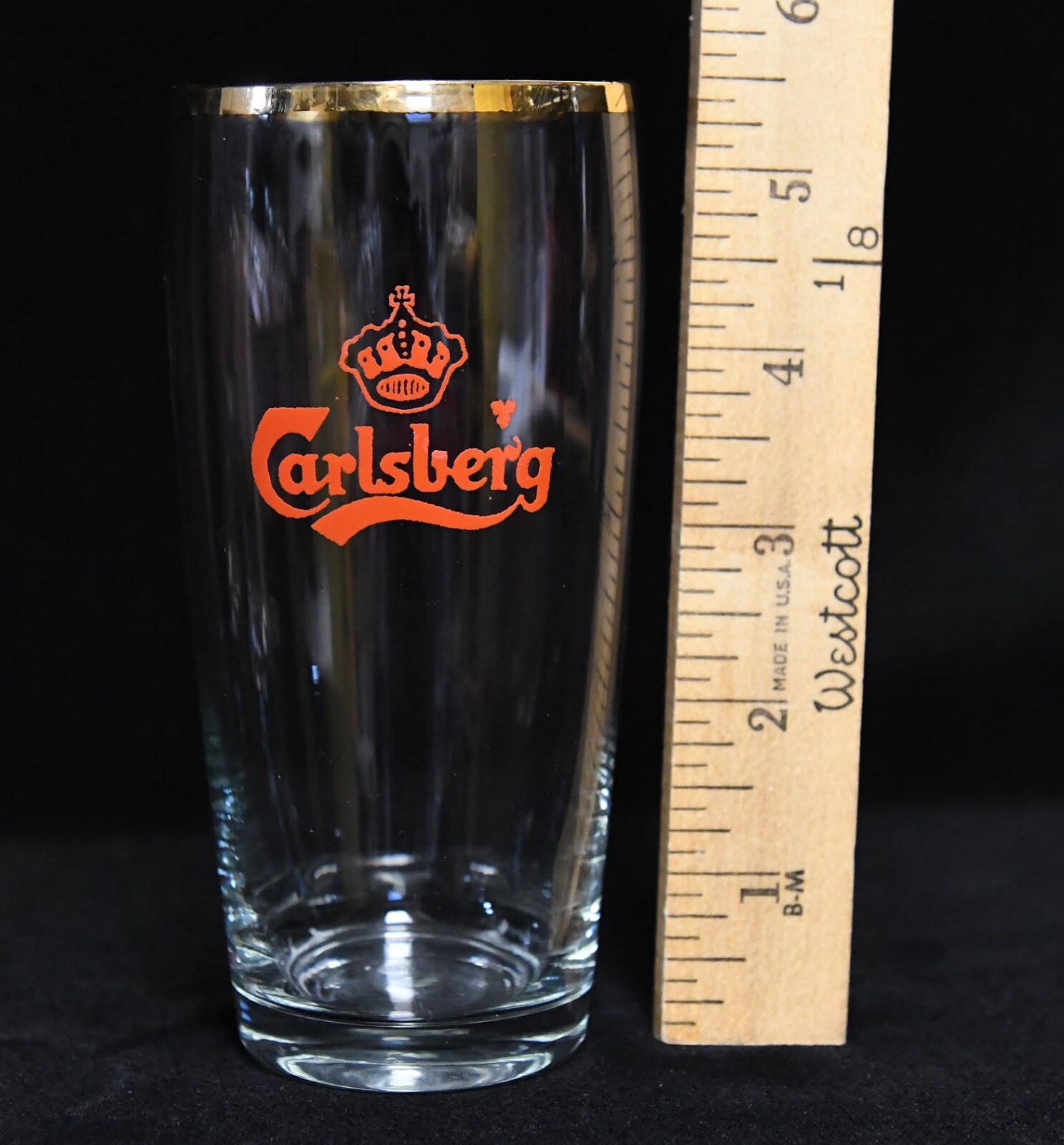 VINTAGE CARLSBERG BEER PILSNER GLASS GOLD RIMMED | eBay