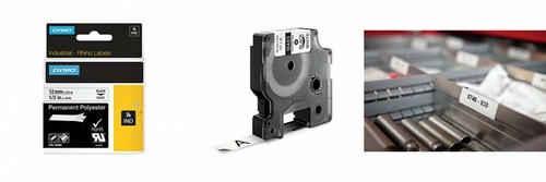 DYMO RhinoPRO Industrial-Strength Permanent Adhesive 1/2", Black on ...