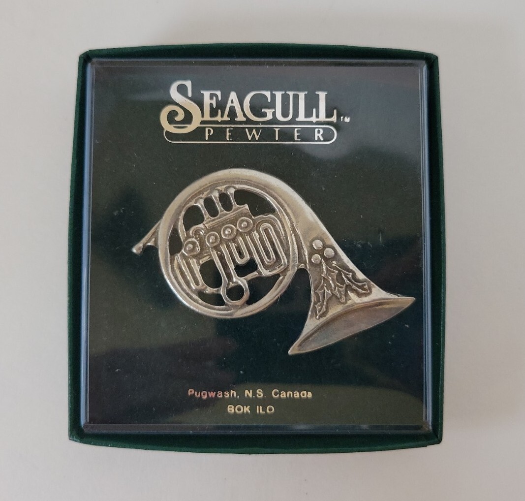 Vintage 1983 SEAGULL Pewter French Horn Ornament Made In Canada | eBay