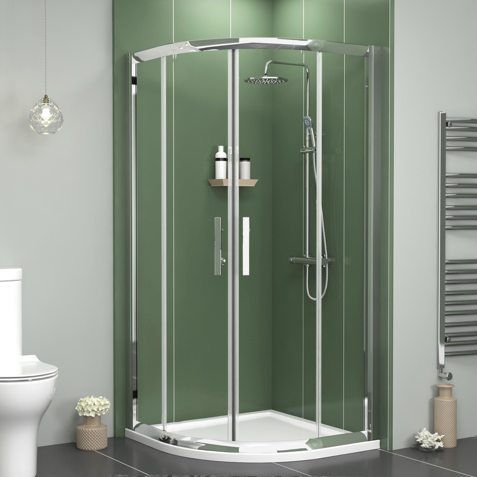 Modern Corner Walk In Quadrant Shower Enclosure 6mm Cubicle Tempered ...