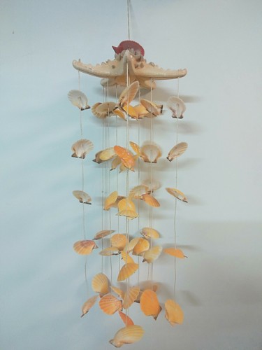 Starfish and orange pectin Sea shell chime. 50cm Chandelier. Mobile ...