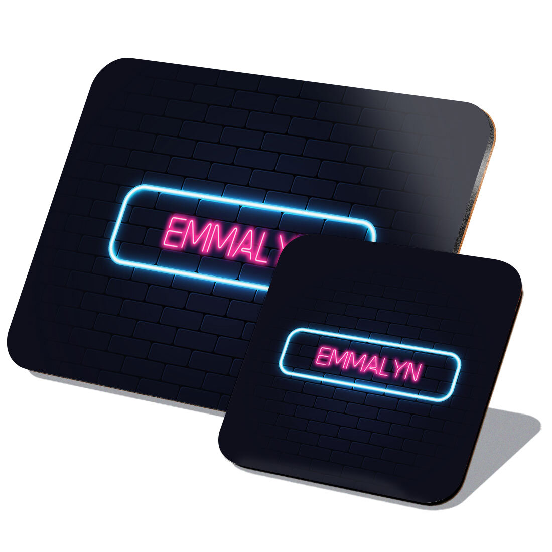 1 Placemat & 1 Coaster Set Neon Sign Design Emmalyn Name #352945 | eBay UK