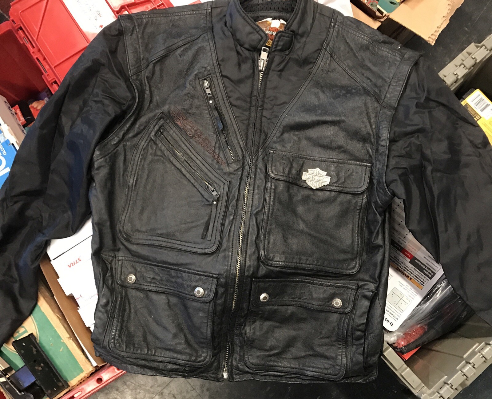 Harley Davidson Leather Jacket With Removal Sleeves T… - Gem