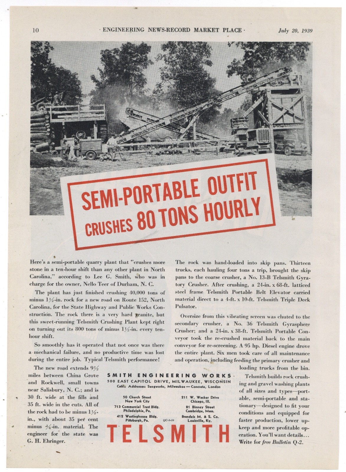 1939 Smith Engineering Ad: TELSMITH for Nello Teer of Durham, North ...