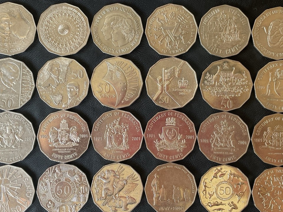 50c Complete Set 1966 Round Silver - 2024 33 Coins EF - aUNC 50 Fifty ...