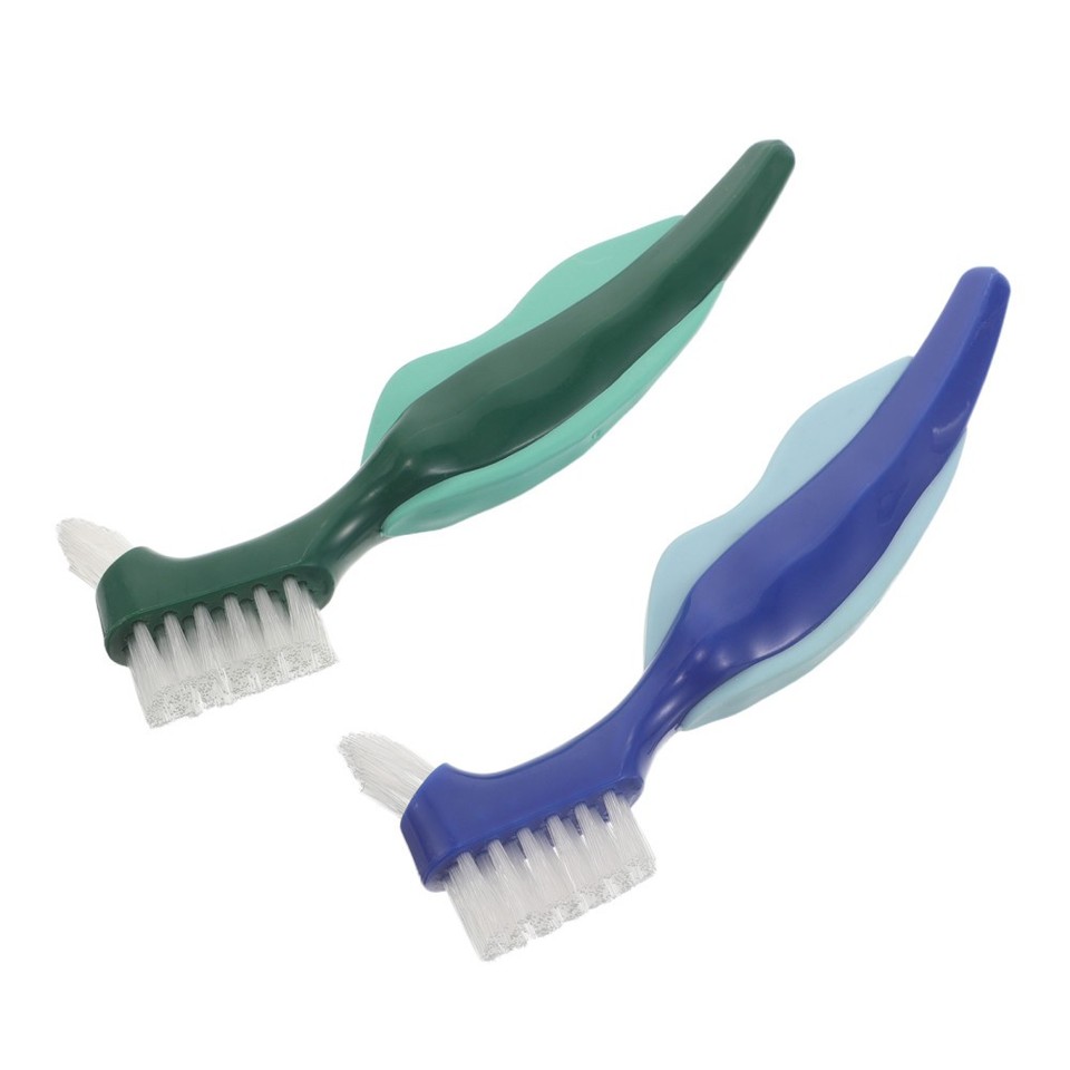 2 Pcs False Teeth Cleaning Brushes Denture Hygiene Dental Appliance ...