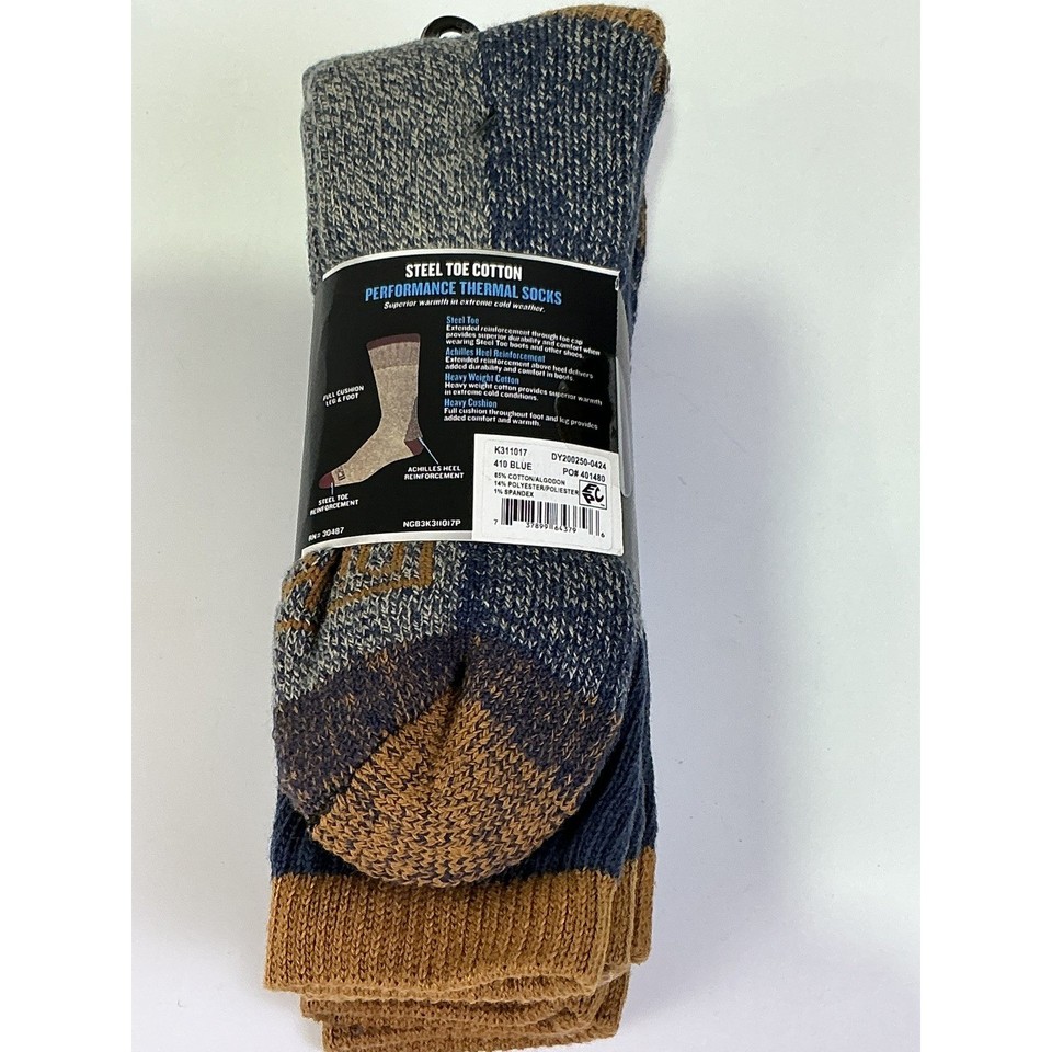 Dickies Steel Toe Crew Performance Thermals Cotton Work Socks 3 Pairs ...