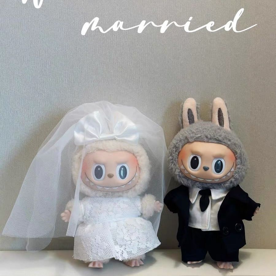 POP MART LABUBU The Monsters Plush Doll Mini Wedding Dress Suit Clothes ...