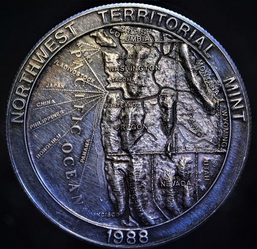 1988 Northwest Territorial Mint High Relief 1oz 999 FINE Silver bar ...