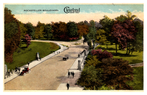 Rockefeller Boulevard Cleveland Ohio Colorized White Border Postcard ...