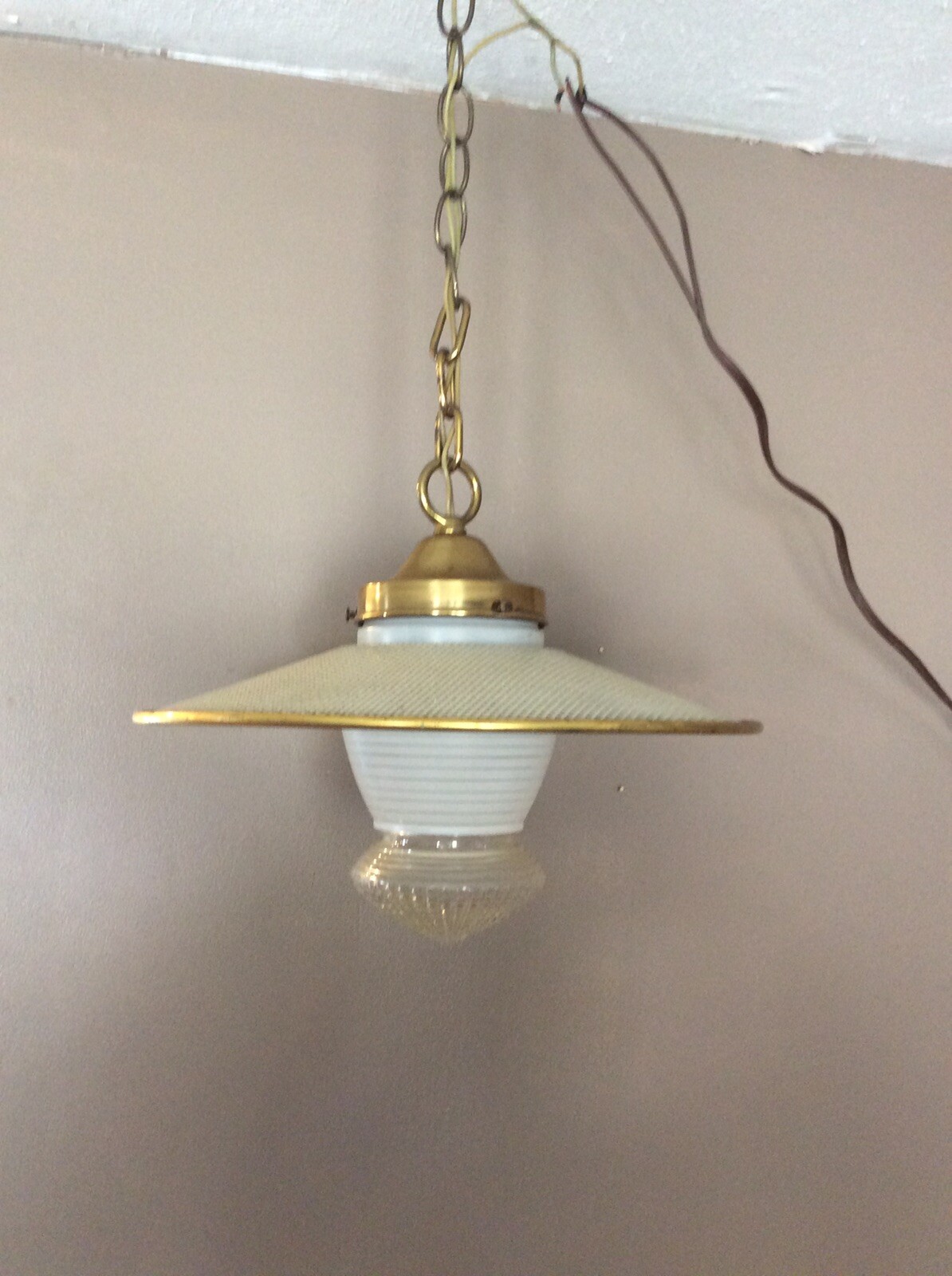 Vintage 13" MCM Flying Saucer Ceiling Light Fixture Geometric | eBay