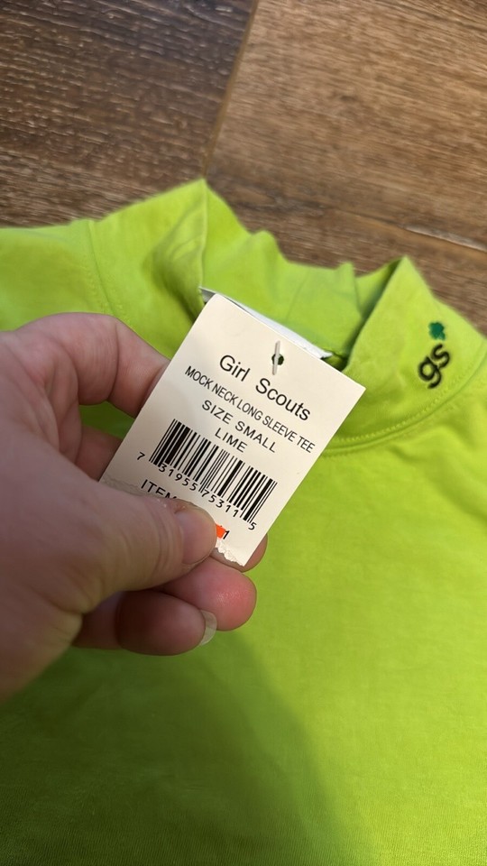 Girl Scouts Mock Neck Long Sleeve Lime Green Woman’s Long Sleeve Small ...