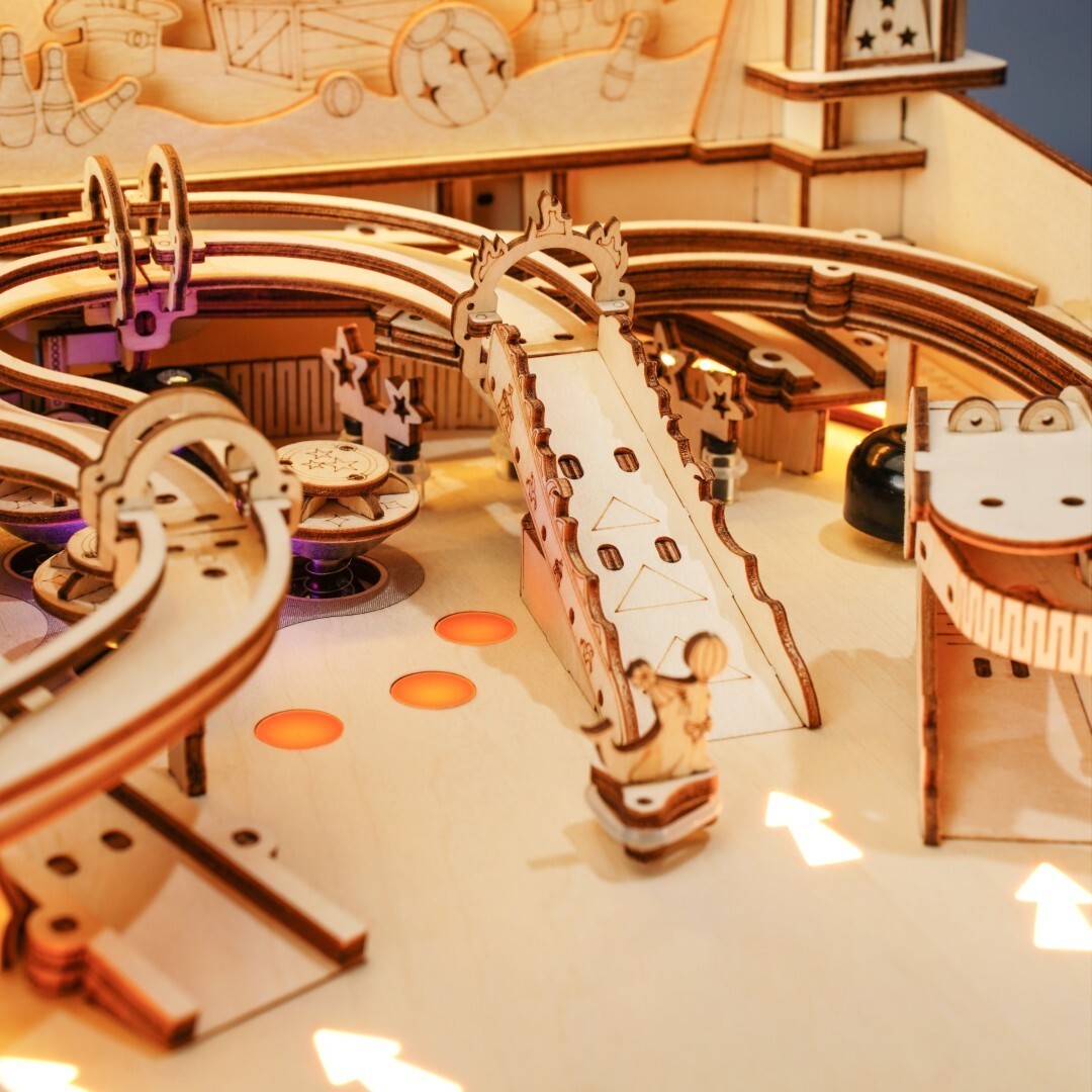 ROKR LED Pinball Machine 3D Wooden Puzzle DIY Table Game EG01 for Teens ...